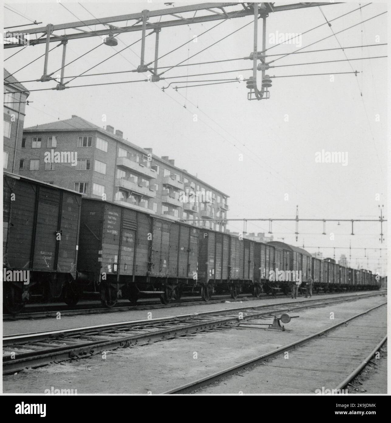 German freight wagons with military cargo. Deutsche Reischbahn, Dr. G ...