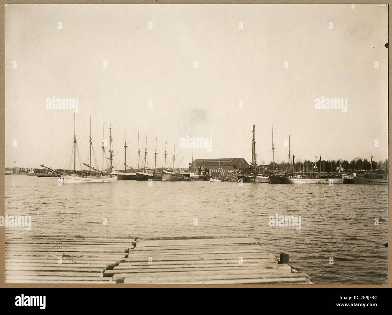 Vessels at the cargo dock at the State Railway Grinding Factory, Piteå ...