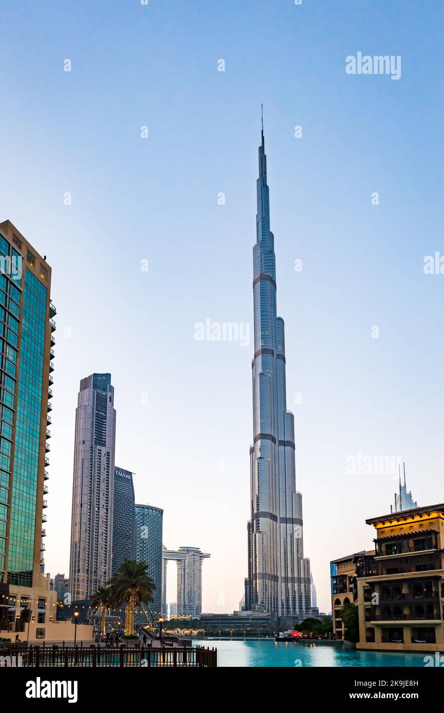Dubai, UAE - October 2022: Burj Khalifa sunset view at Dubai Mall in ...