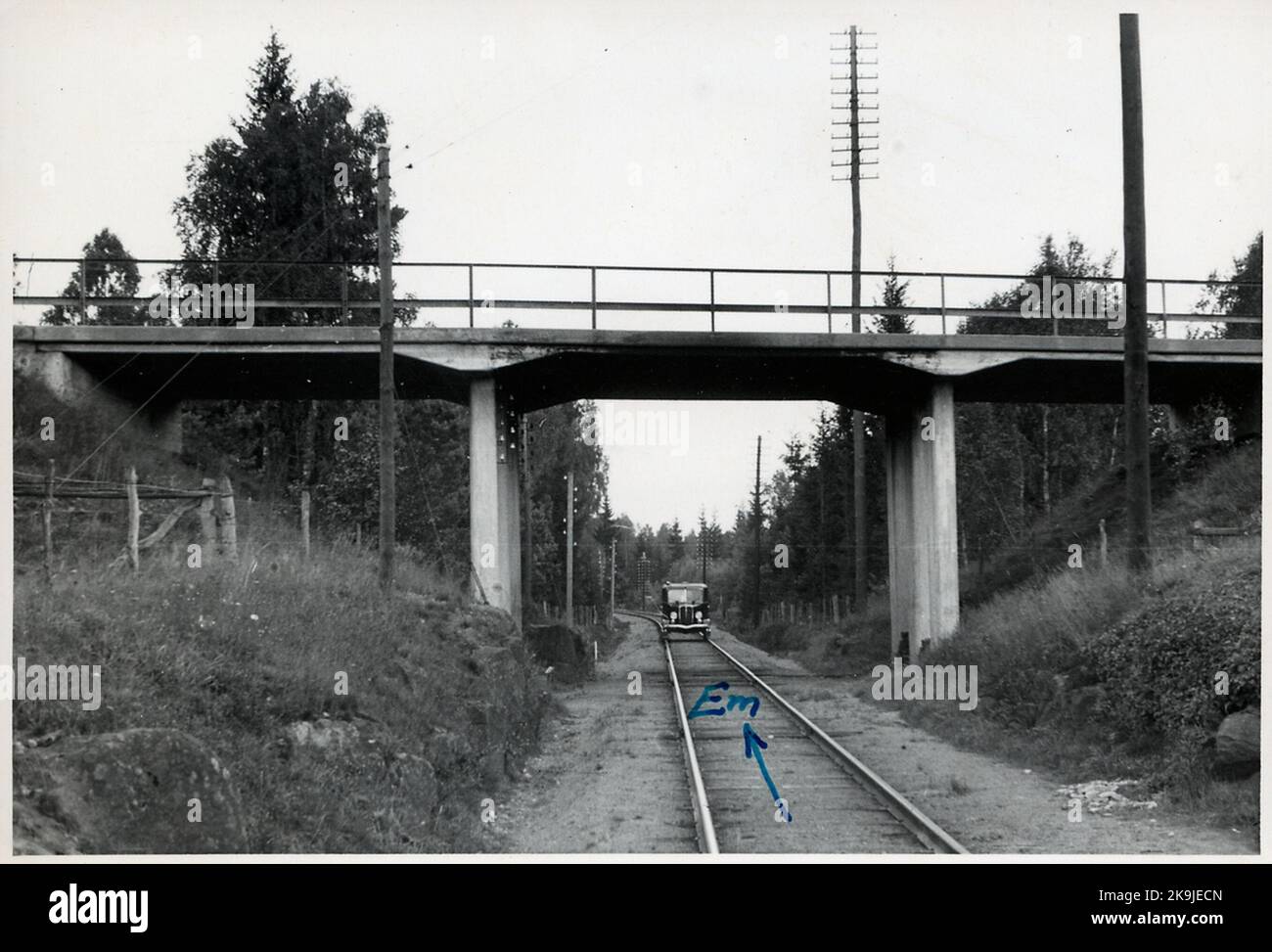 Road bridge over rail at Fur, on the route between Holmsjö and Saleboda ...