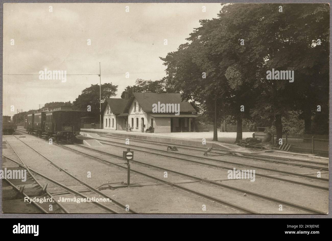 View on station area and yard with passenger cars and switches in the ...