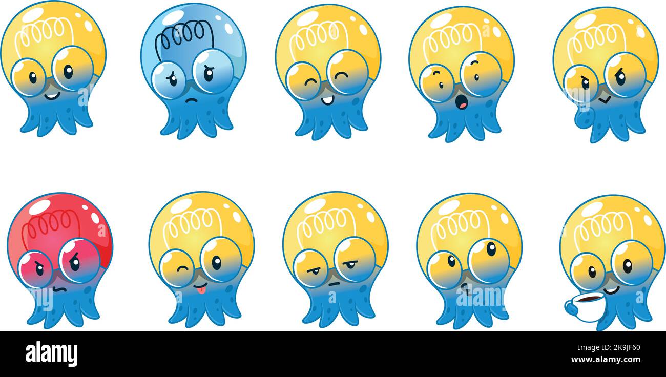 Set of Lightbulb Squid Emoticons Stock Vector Image & Art - Alamy