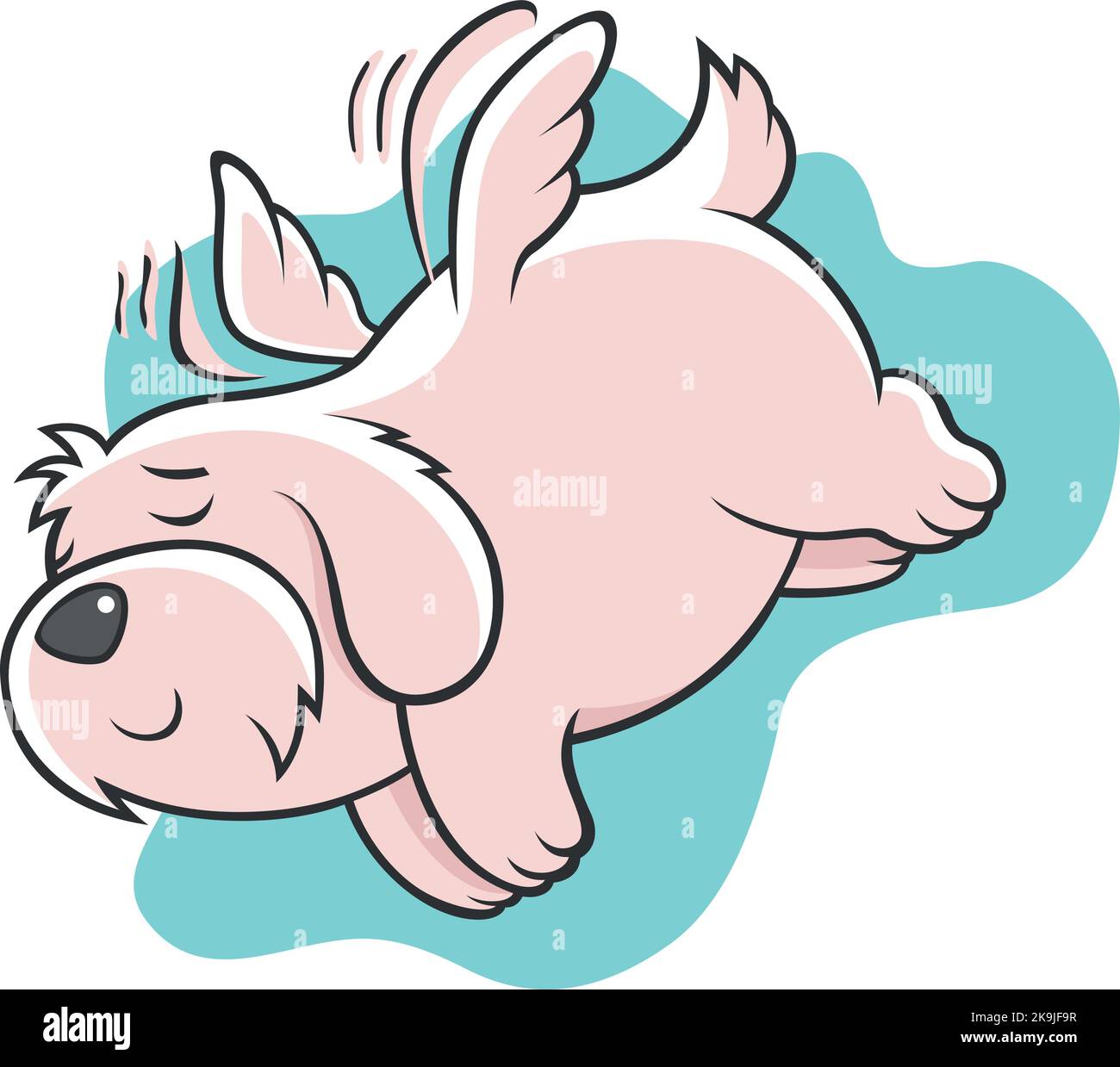 Chubby Pink Dog Flying with Its Wings Stock Vector Image & Art - Alamy