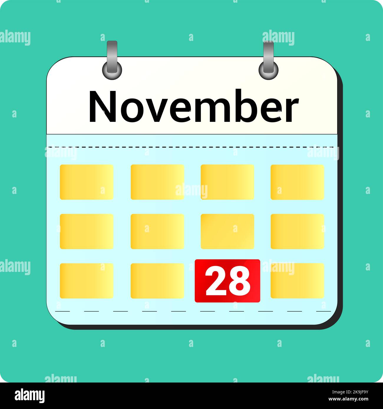 calendar vector drawing, date November 28 on the page Stock Vector ...