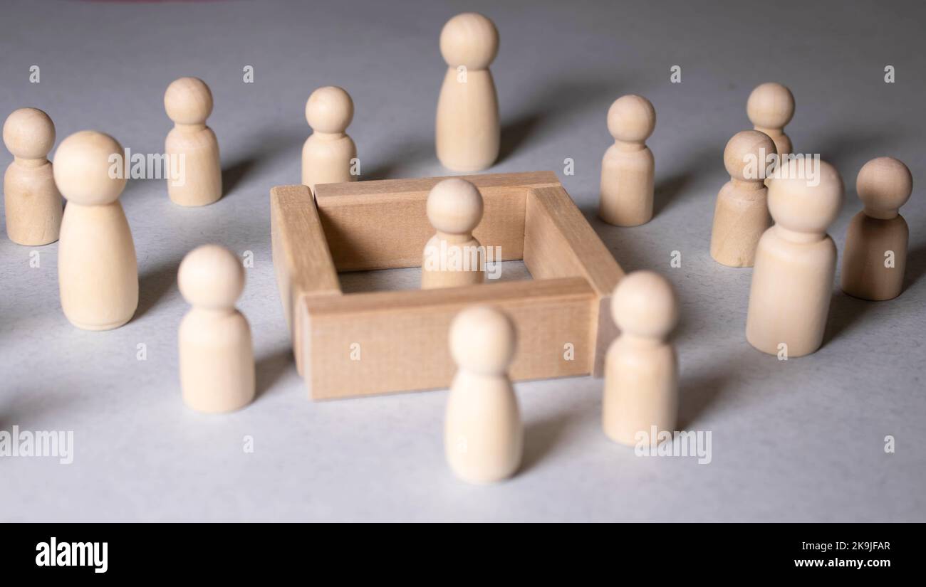 Pyramid of ten wooden cubes, on white background Stock Photo - Alamy