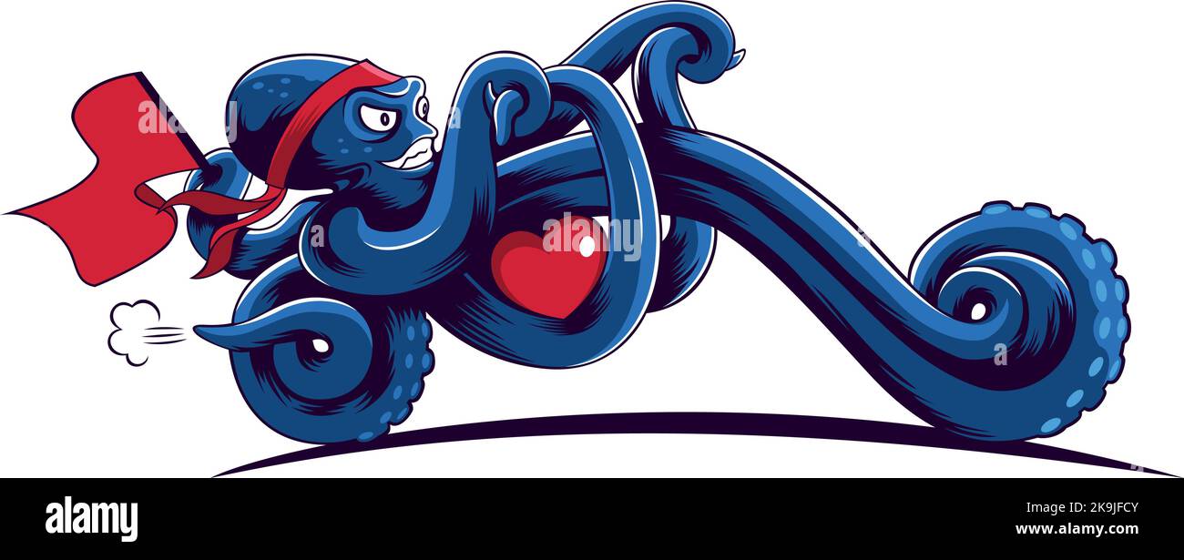 The Biker Octopus Riding The Chopper Created By Its Tentacles Stock ...