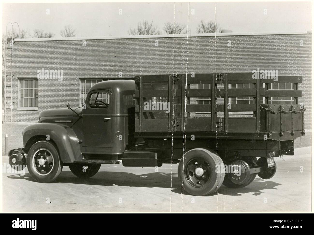 Truck with folding trail wheels for track operation. Auto-Railer Stock ...