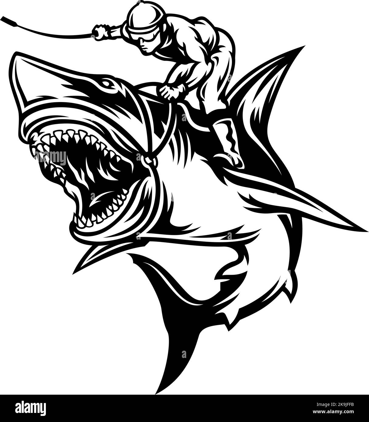 A Jockey Riding An Aggressive Shark Stock Vector Image & Art - Alamy