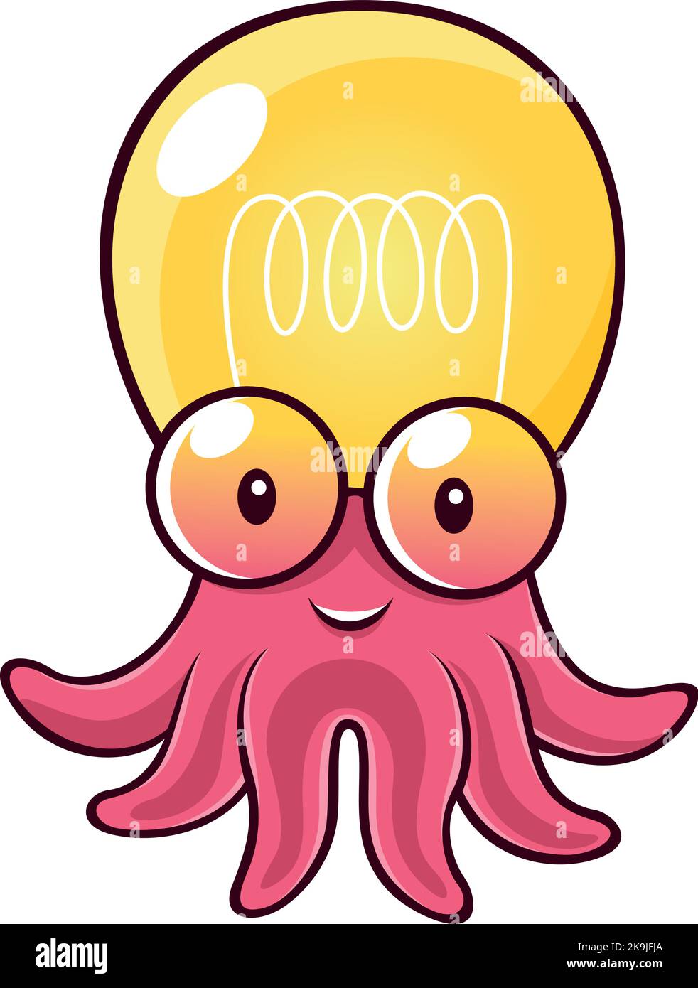 Cute Cartoon Lightbulb Squid Character Stock Vector Image & Art - Alamy