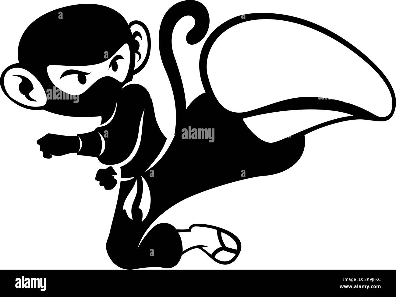 Ninja Monkey Doing Jump Kick Stock Vector Image & Art - Alamy