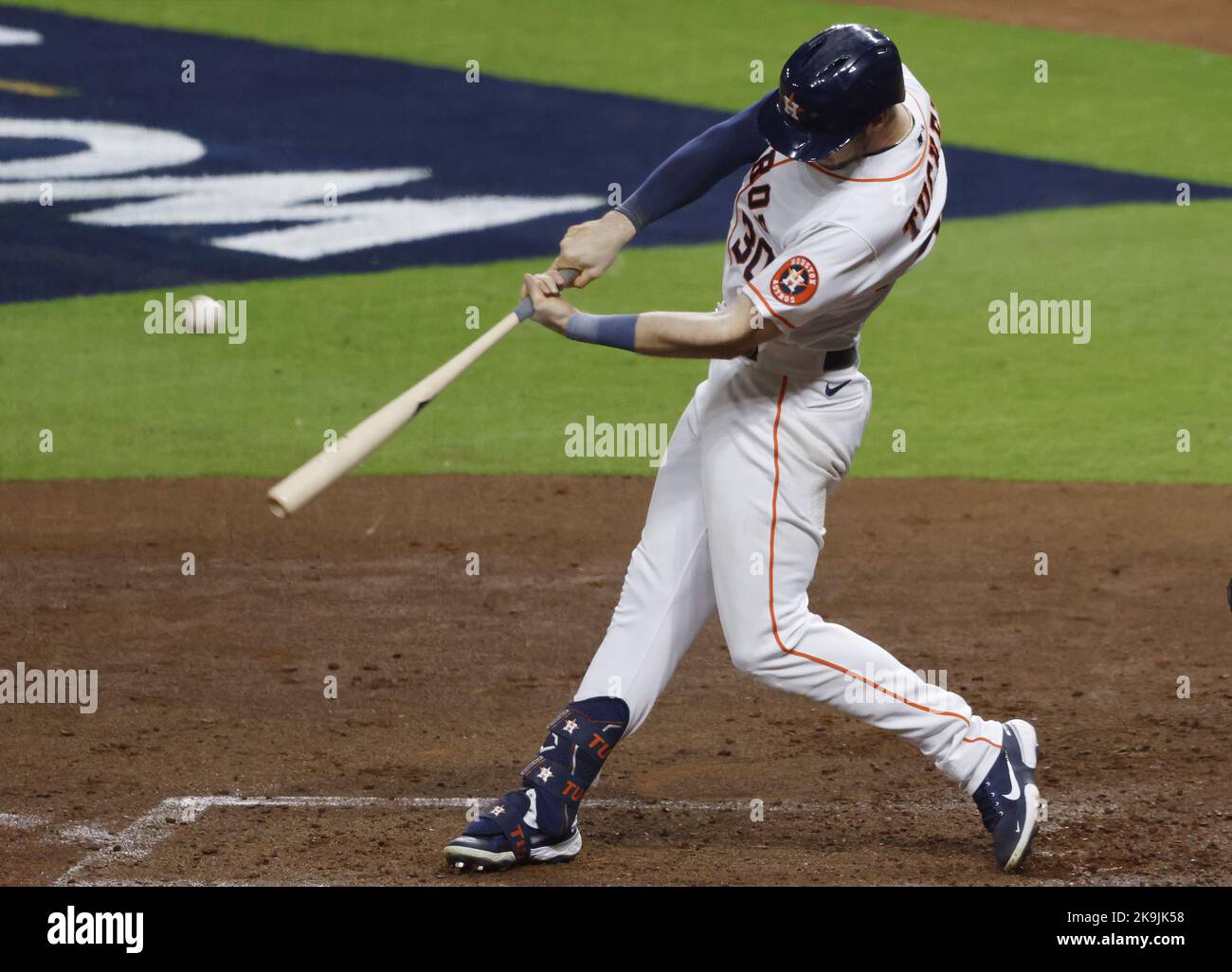 Houston, USA. 28th Oct, 2022. Houston Astros Kyle Tucker hits a three ...