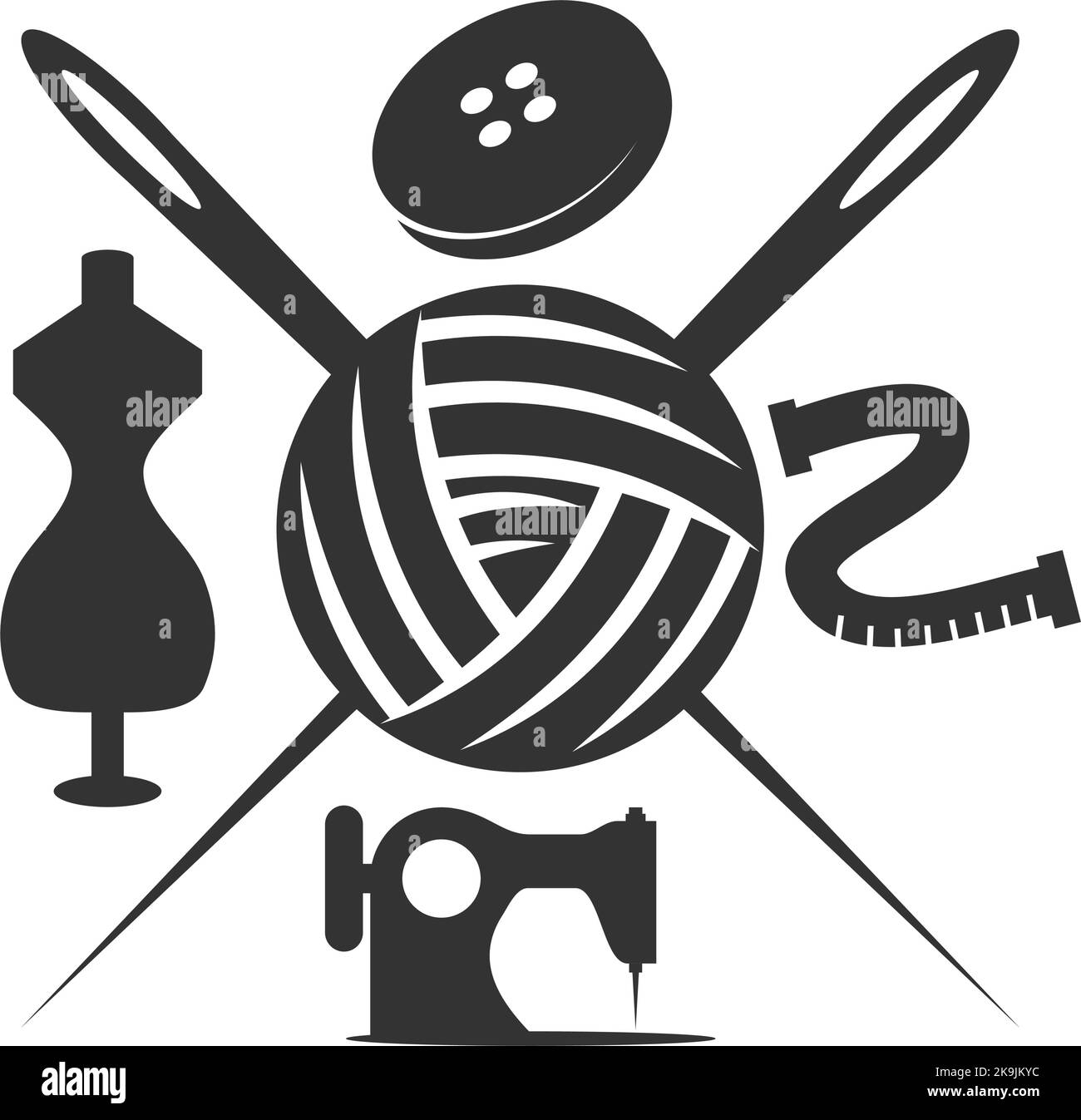 Sewing Tailor Logo Icon Illustration Brand Identity Stock Vector Image