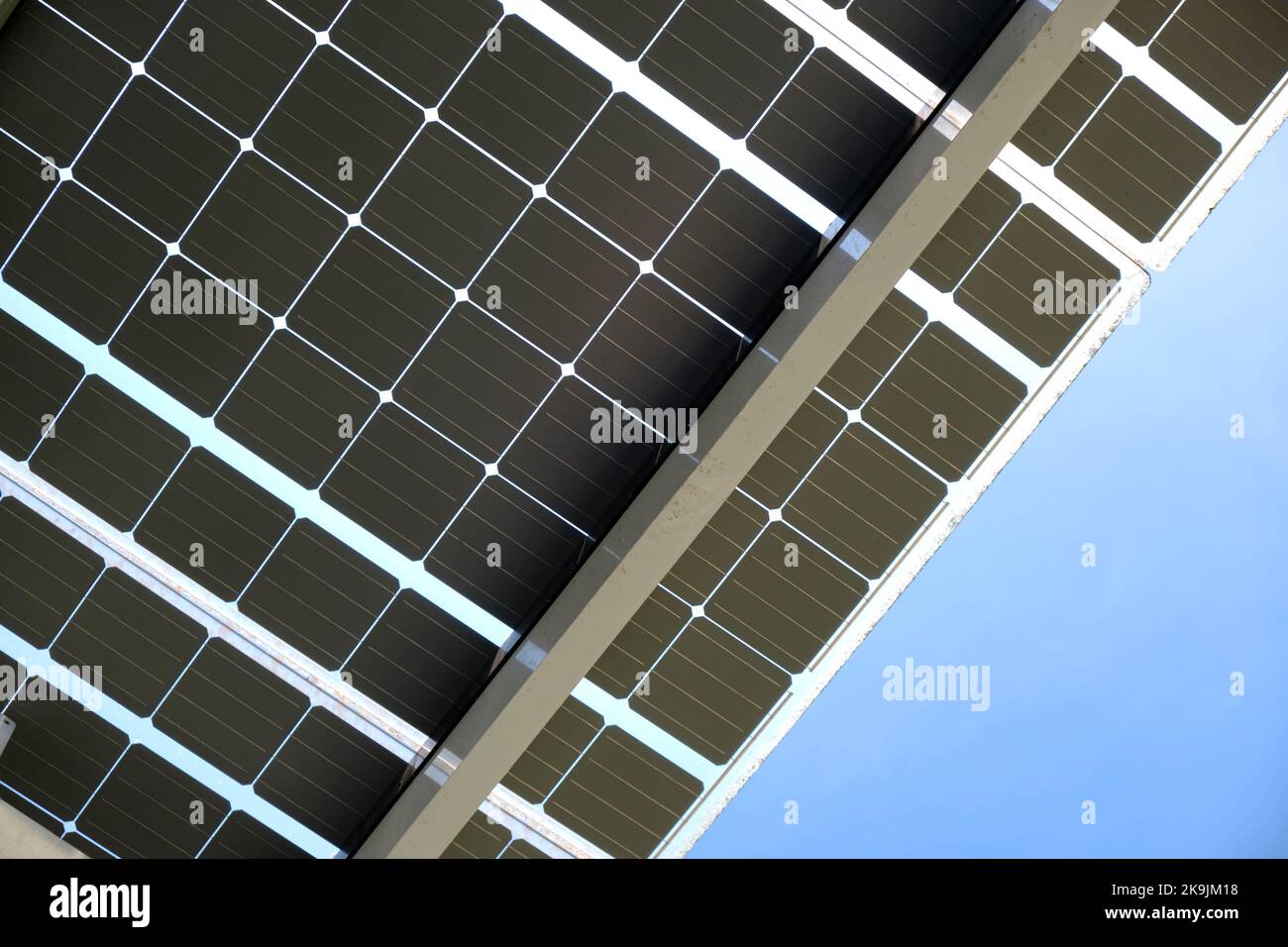 Solar photovoltaic panels mounted on metal frame for producing clean ...