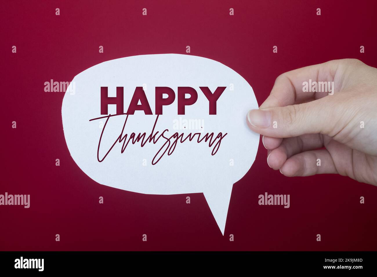 Speech bubble in front of colored background with Thanksgiving text ...