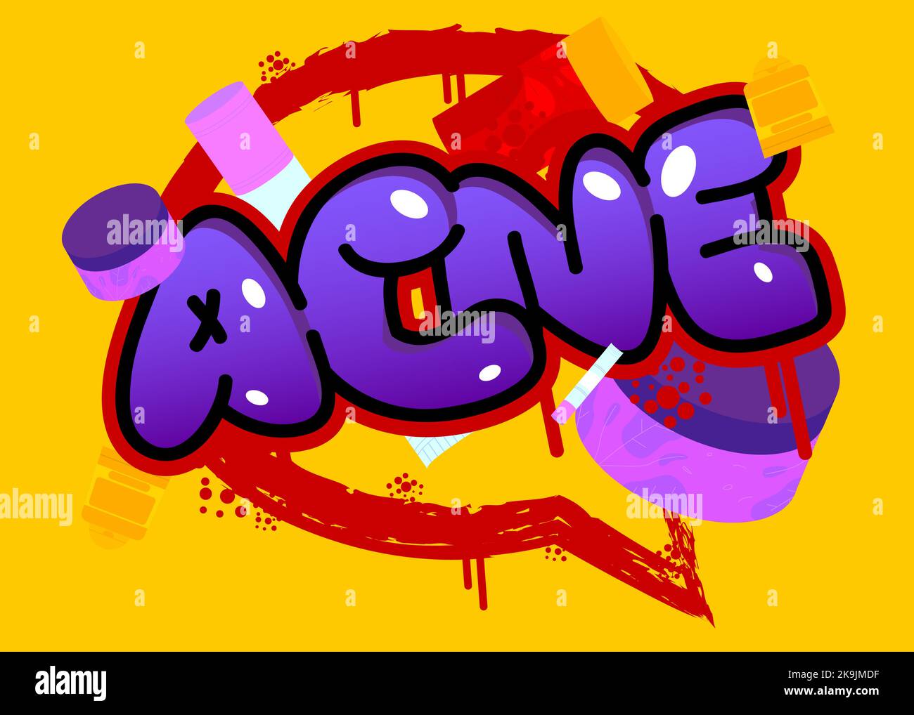 Acne Graffiti tag. Abstract modern street art decoration performed in ...