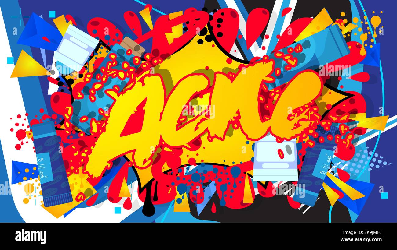 Acne Graffiti tag. Abstract modern street art decoration performed in ...