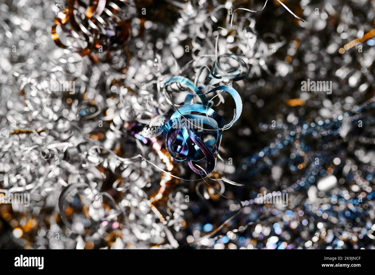 Pile of metal shavings on floor in workshop macro view Stock Photo - Alamy