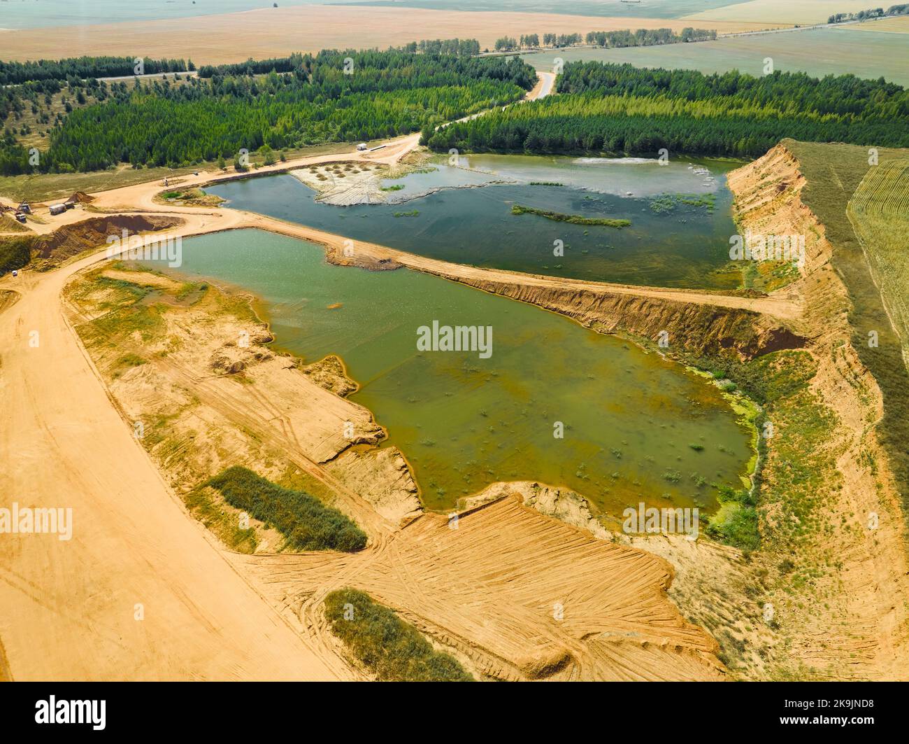 Process of construction sand mining from open huge quarry Stock Photo ...