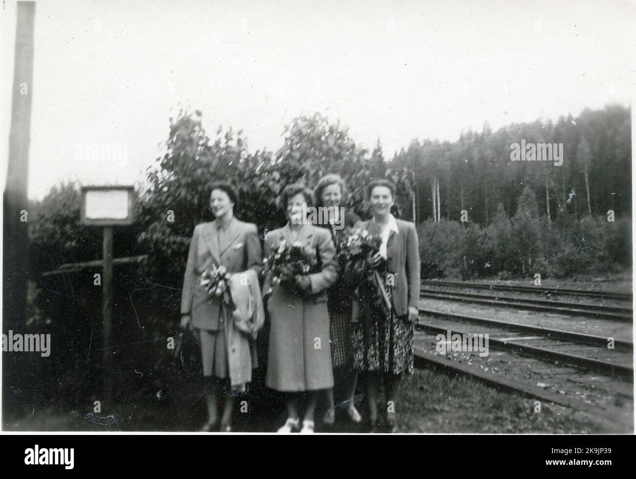Långsjön 1940s. Sisters Ingeborg, Siri and Ingrid and unknown woman ...