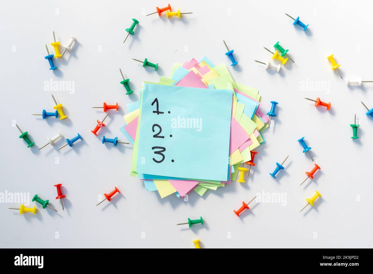 1 2 3 to-do list on a sticky note isolated on white background Stock ...