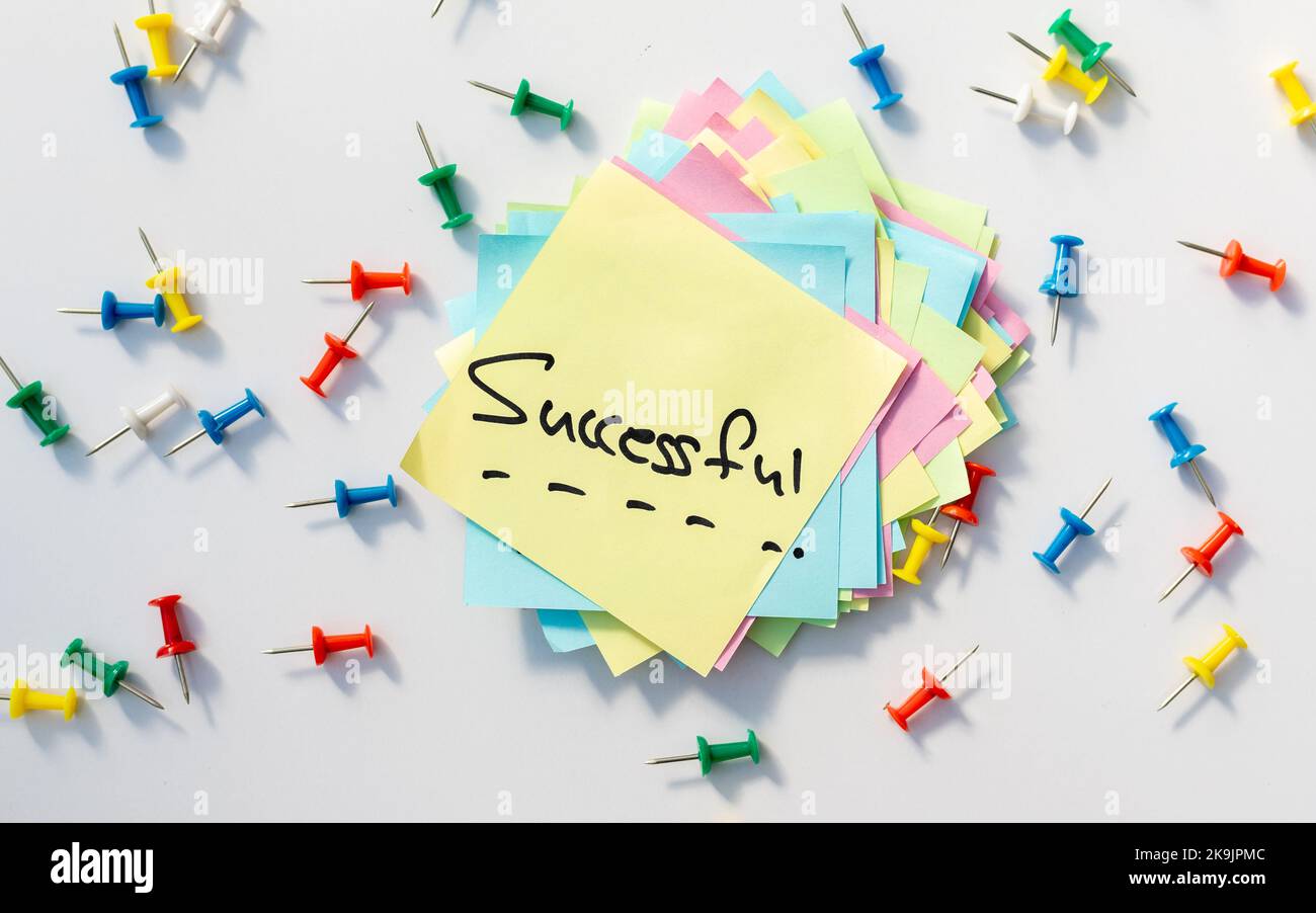 Successful concept handwritten word on a yellow sticky note Stock Photo ...