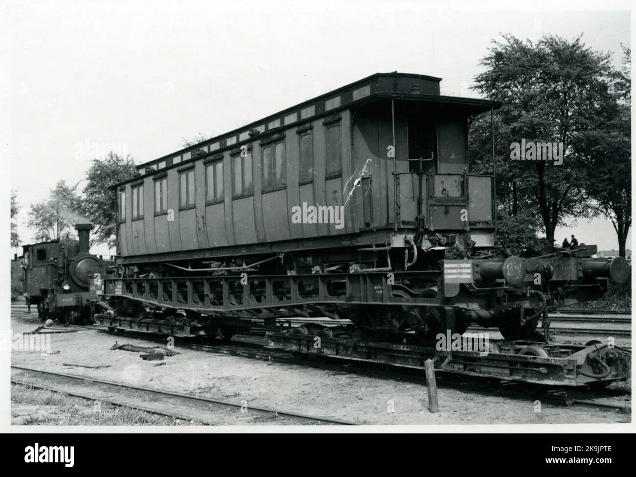 State Railways, SJ W3T 4003 steam locomotives. 2 Transfer trolleys with ...