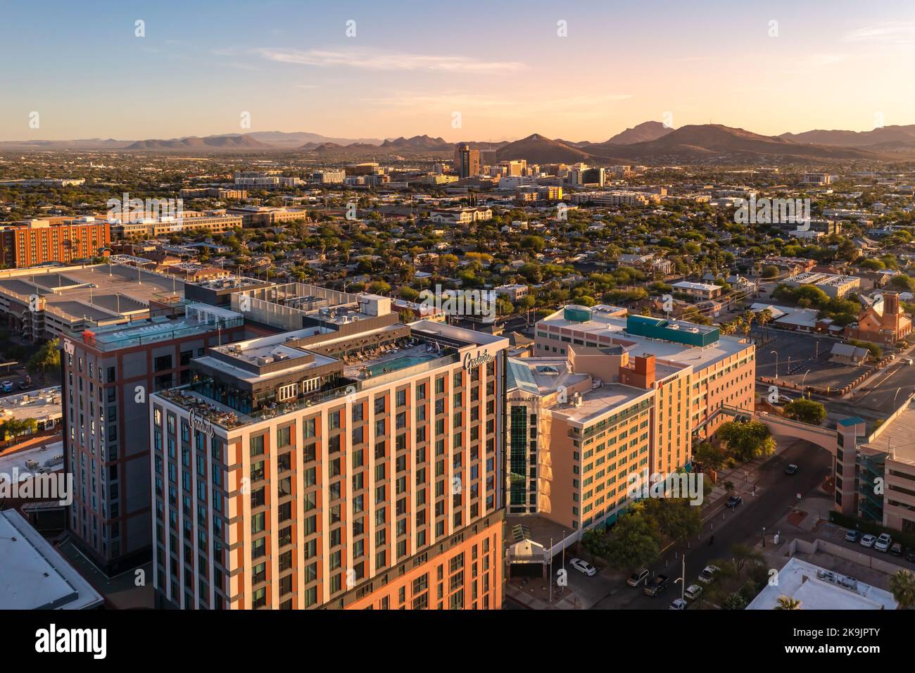 The Graduate Hotel and Marriott Hotel with downtown Tucson in distance ...