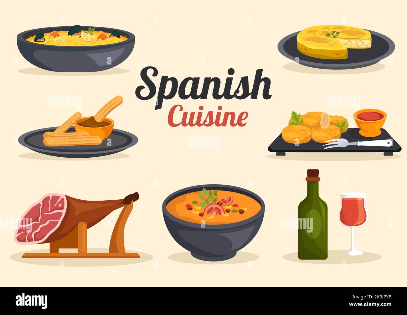 Barcelona cafe tapas Stock Vector Images - Alamy