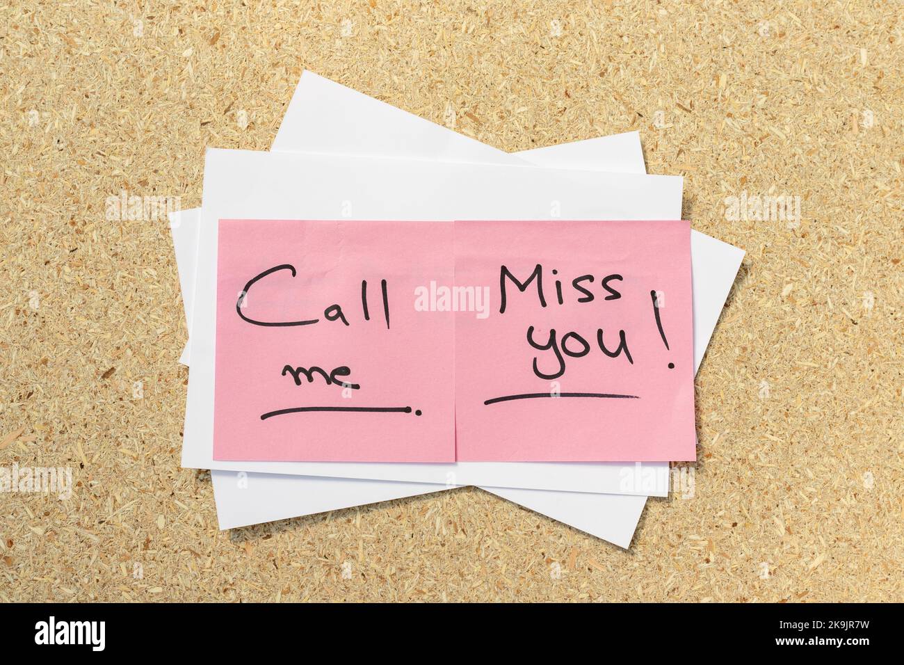 Call me and Miss you hand written notes Stock Photo - Alamy