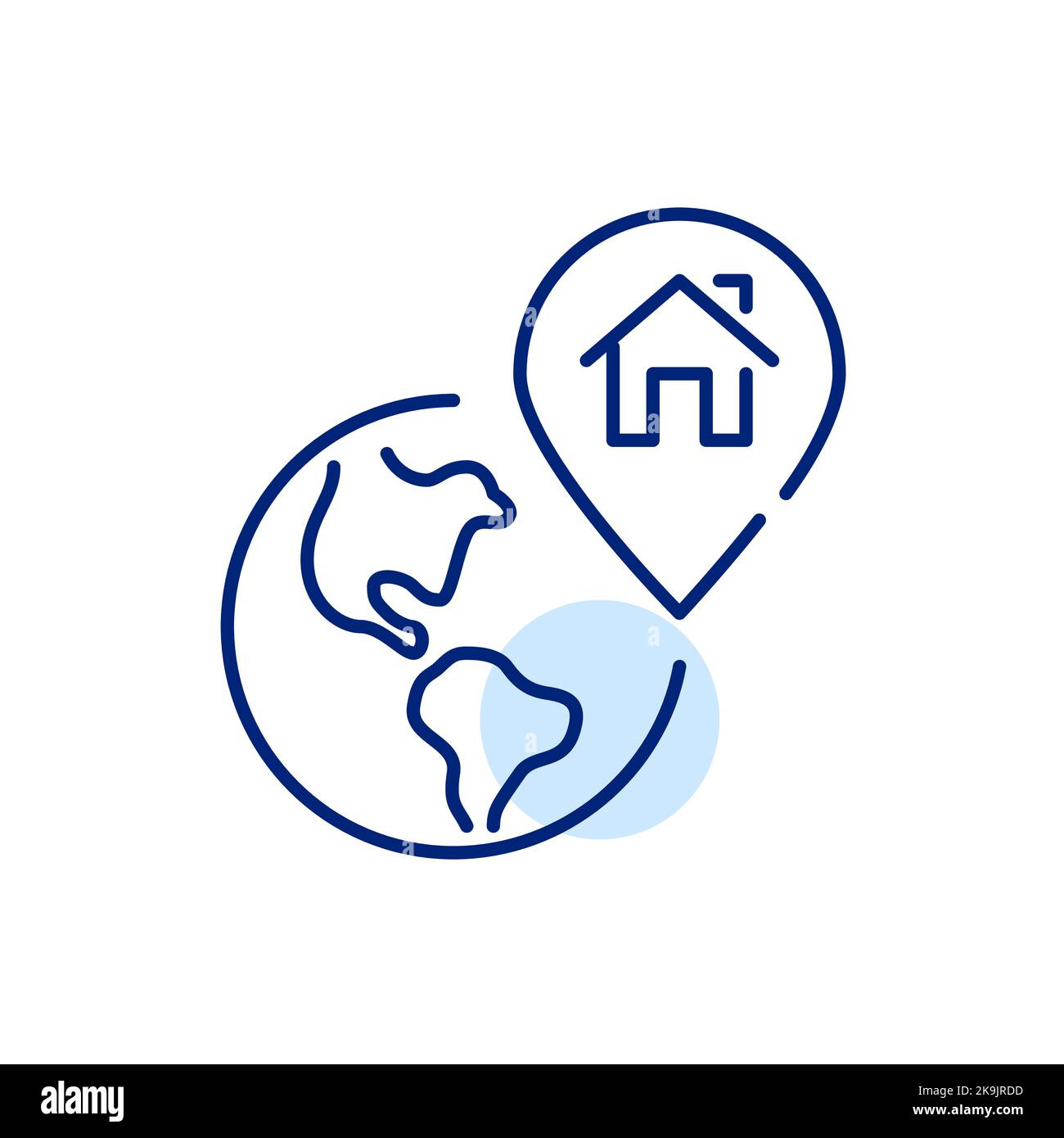 Home delivery address on earth globe. Pixel perfect, editable stroke ...