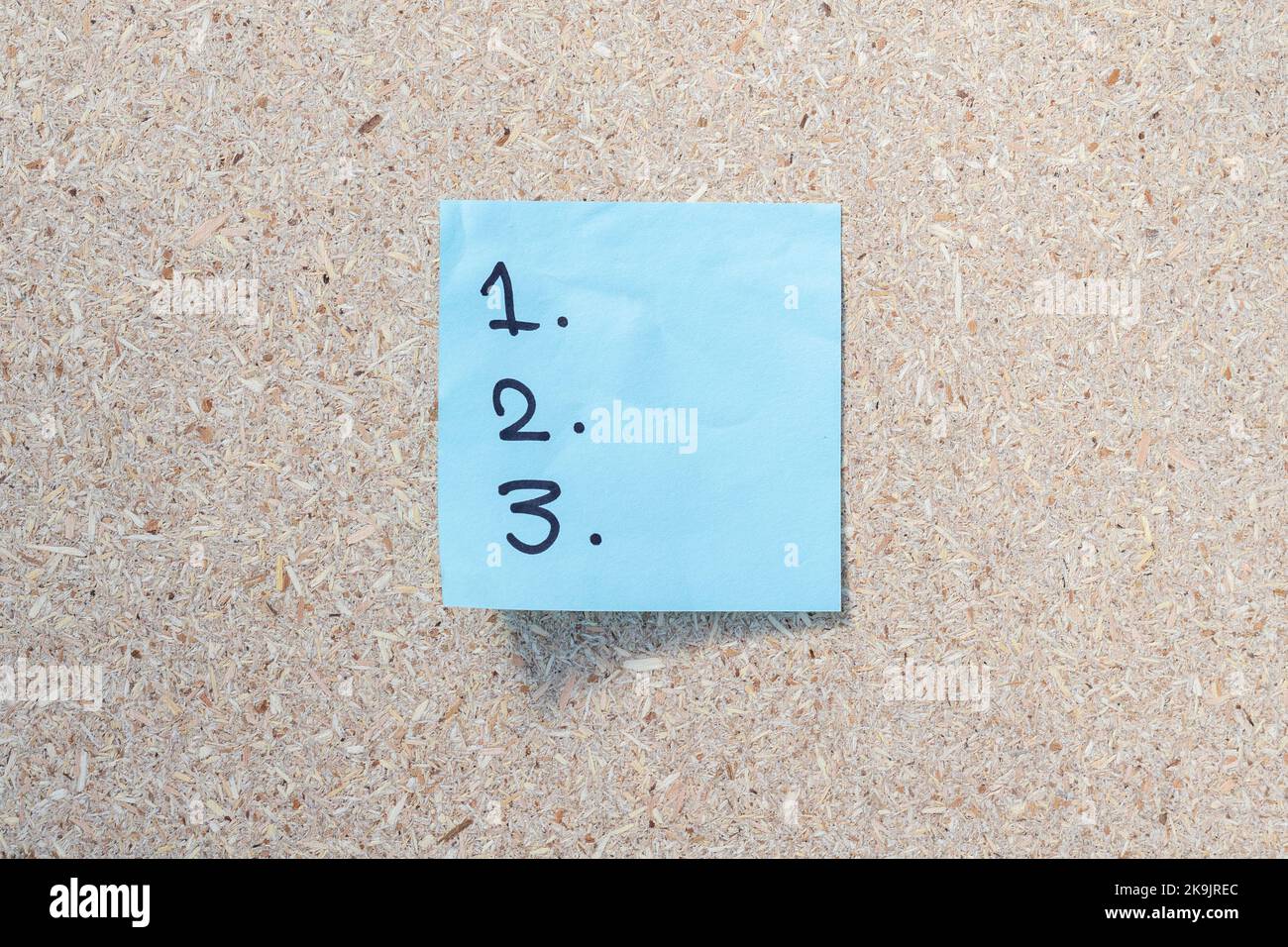 list of item or to do list 1 2 3 handwritten on a sticky note Stock ...