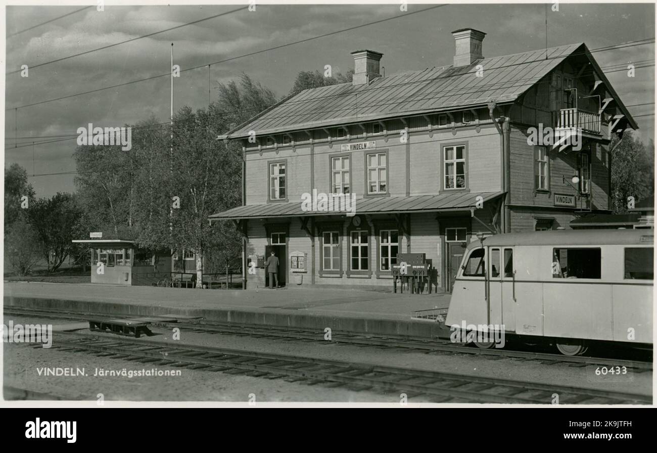 Railway station in Vindeln, about 1950 Stock Photo - Alamy