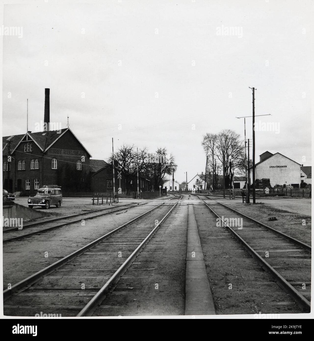Railway crossing at Bangården at Borrby station Stock Photo - Alamy
