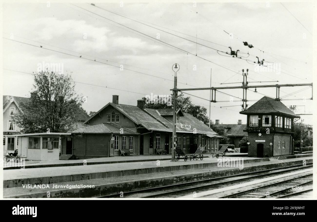 Vislanda Railway Station, with switchgear Stock Photo - Alamy