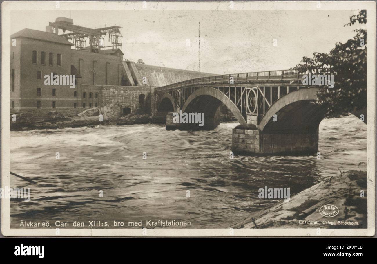 Carl the XIII's bridge and the power plant in Älvkarleby Stock Photo ...