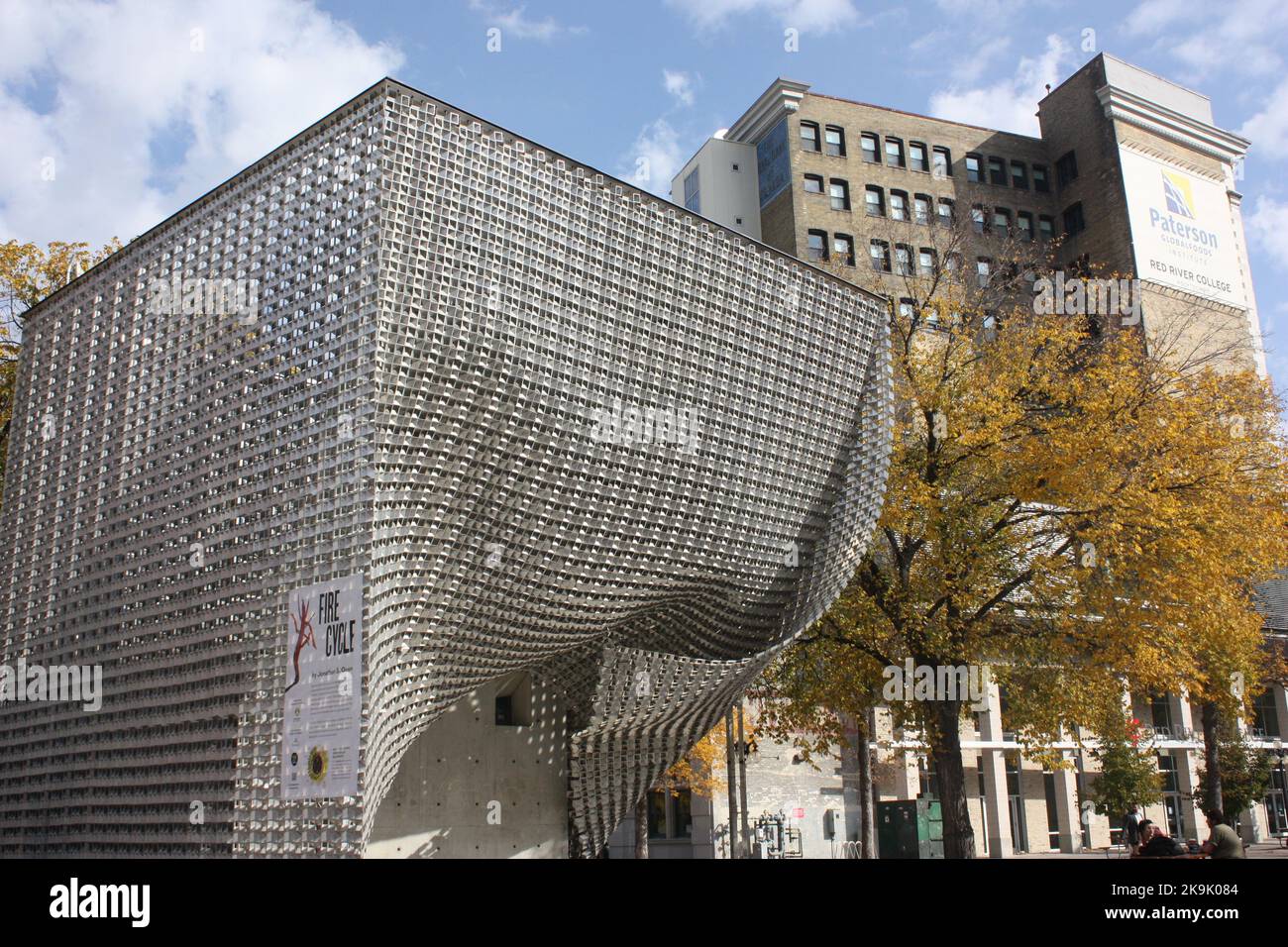 The Cube, a public stage, in the centre of Winnipeg, Manitoba, Canada ...