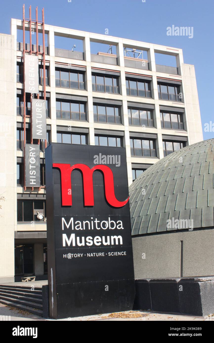 A sign for the Manitoba Museum in Winnipeg Stock Photo - Alamy
