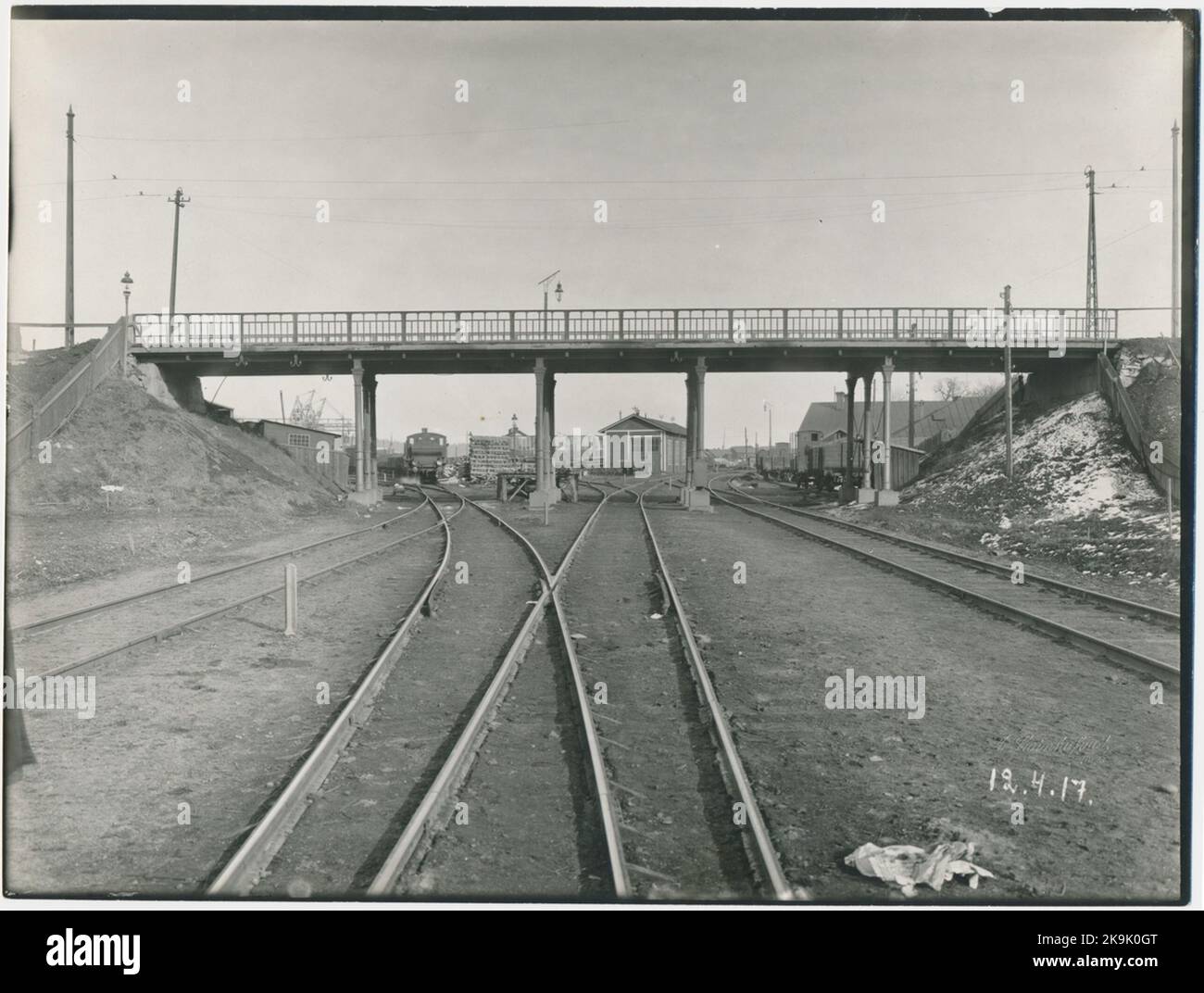 Värtan. Tramway bridge before track expansion.statens railways, SJ. The ...