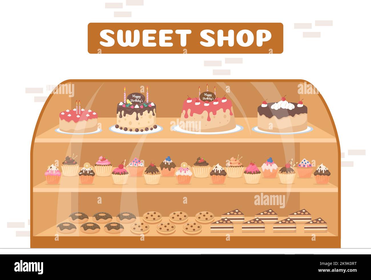 Sweet Shop Selling Various Bakery Products, Cupcake, Cake, Pastry or ...