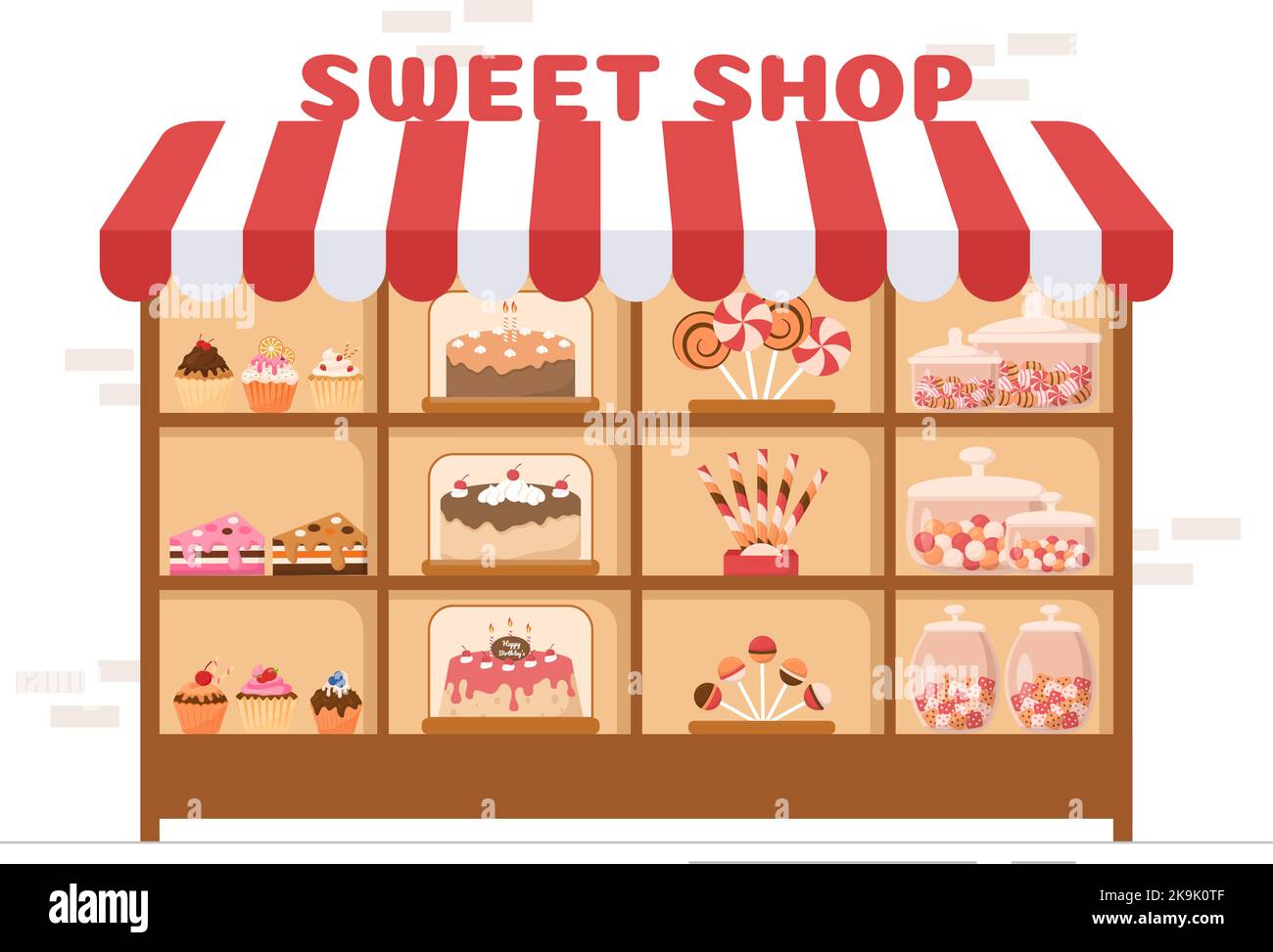 Sweet Shop Selling Various Bakery Products, Cupcake, Cake, Pastry or ...