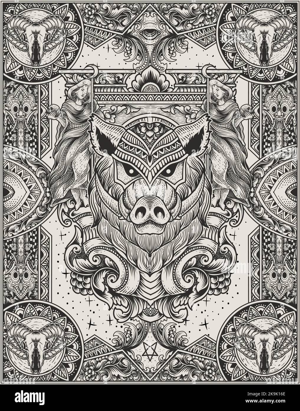 Boar skull Stock Vector Images - Alamy