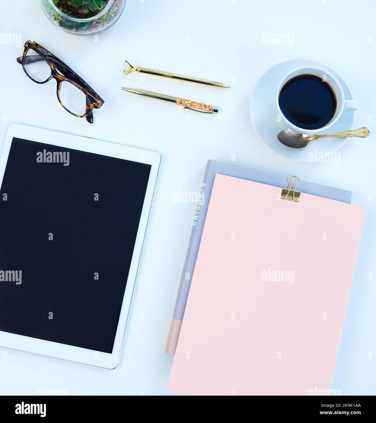 Everything you need for your blogging dreams. High angle shot of ...