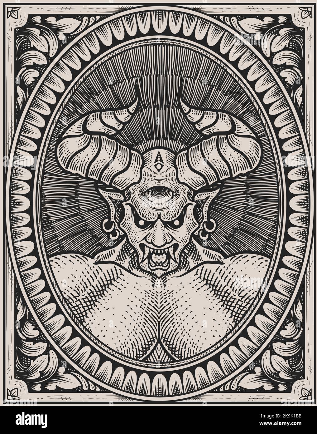 Border with demon head Stock Vector Images - Alamy