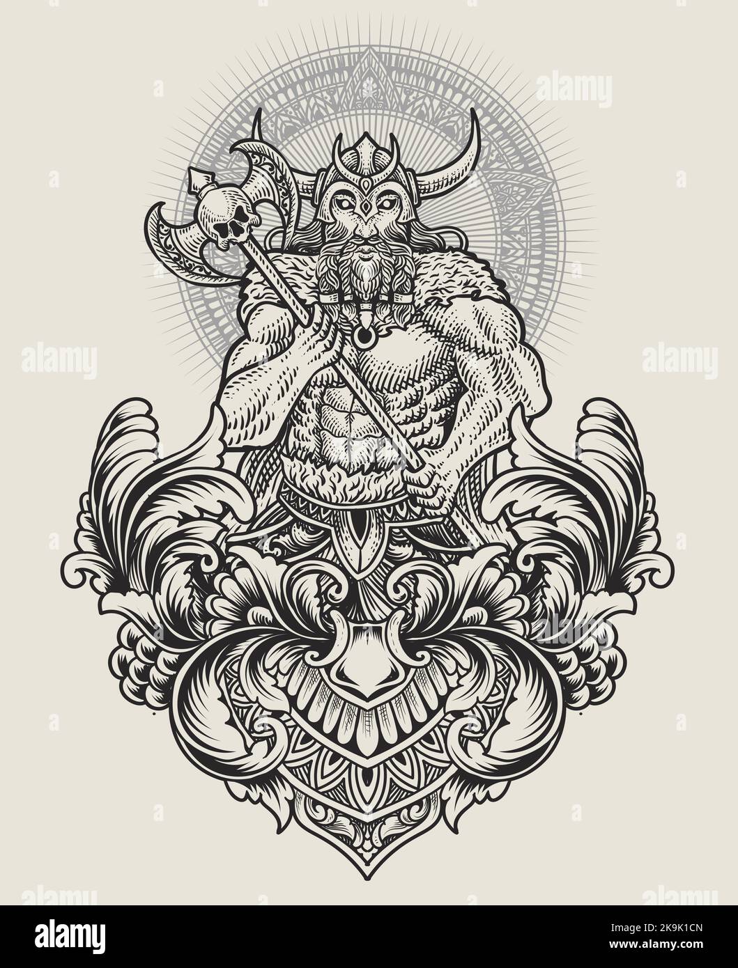 Celtic warrior engraving Stock Vector Images - Alamy