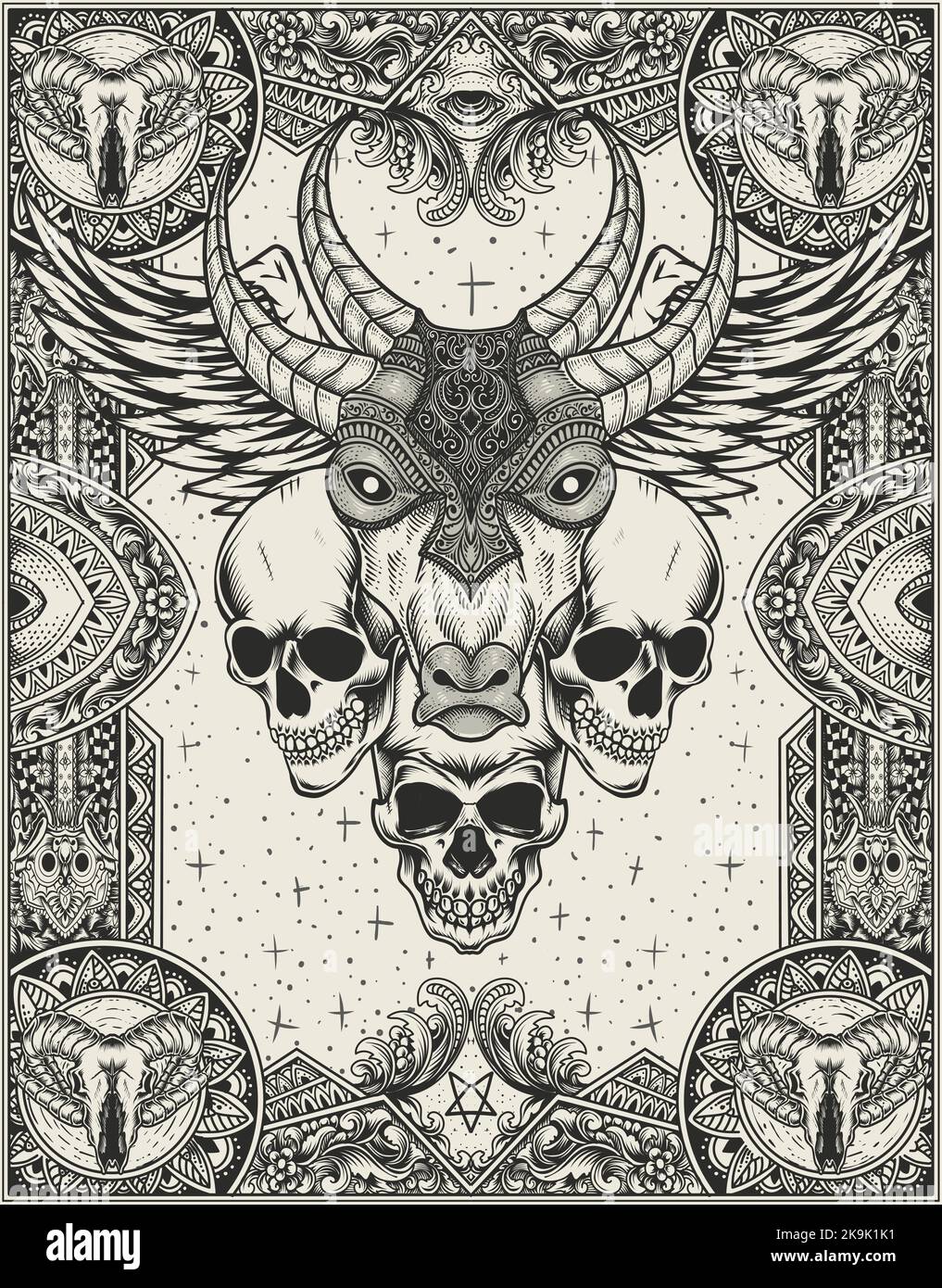 Bull skull border hi-res stock photography and images - Alamy