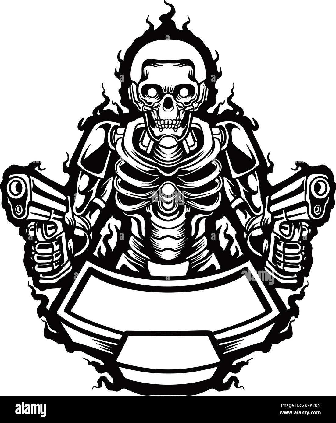 Cyborg Skull Monochrome Clipart vector illustrations for your work logo ...