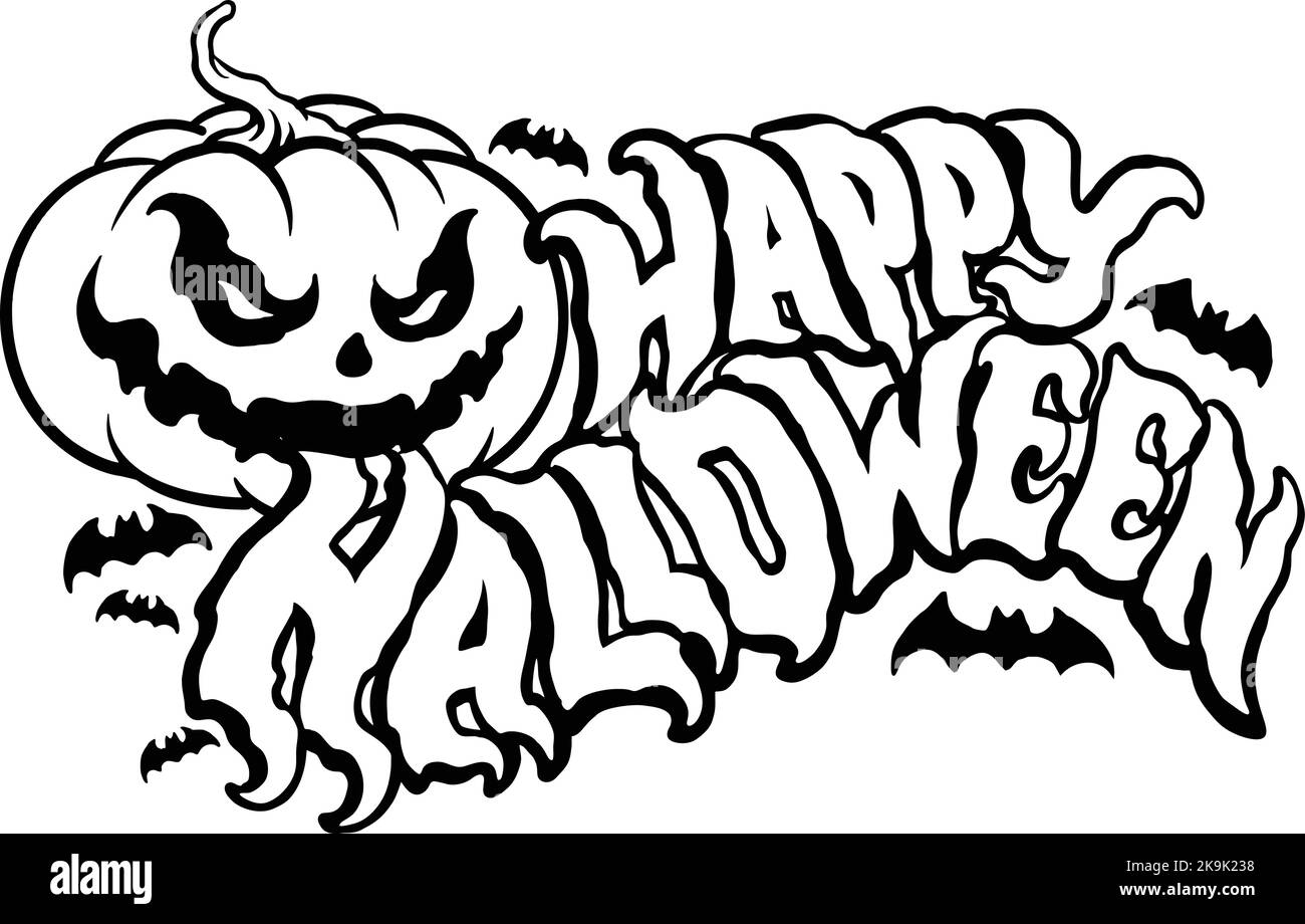 Silhouette Happy Halloween Pumpkin Clipart vector illustrations for ...