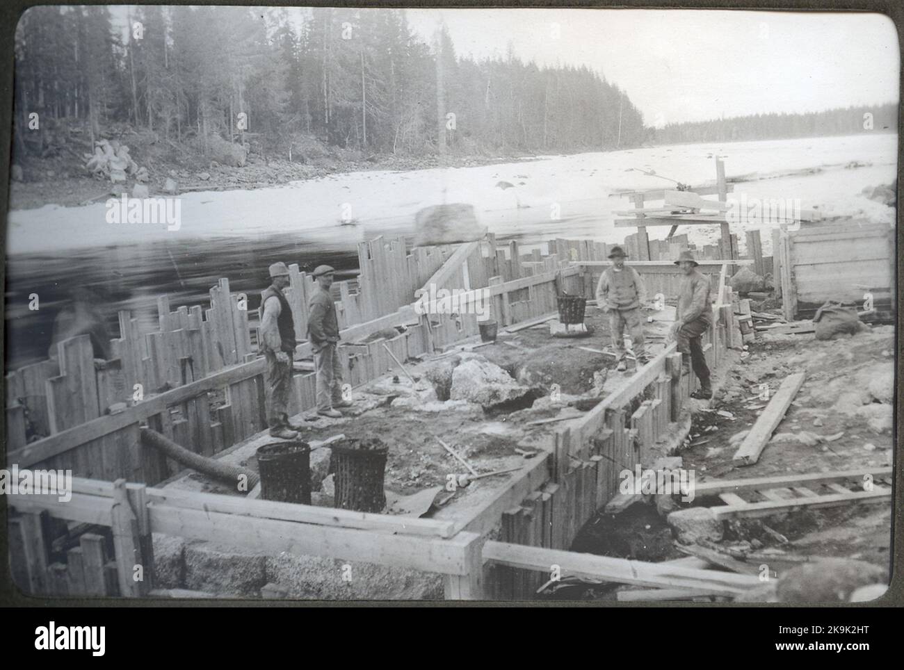 The pillar while working at the bridge construction over the Vindel ...