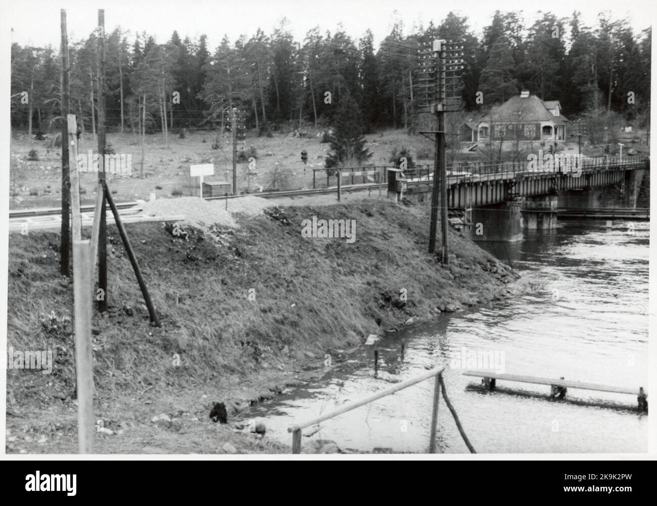 Swivel rail bridge at Stäket, on the route between Stäket and ...
