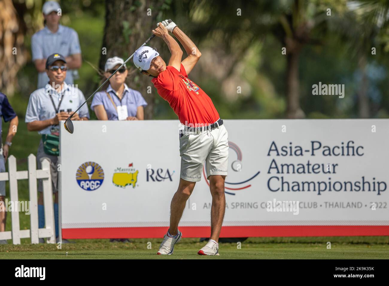 CHONBURI, THAILAND - OCTOBER 29: Ryuta Suzuki of Japan on the first tee during round 3 at the ...